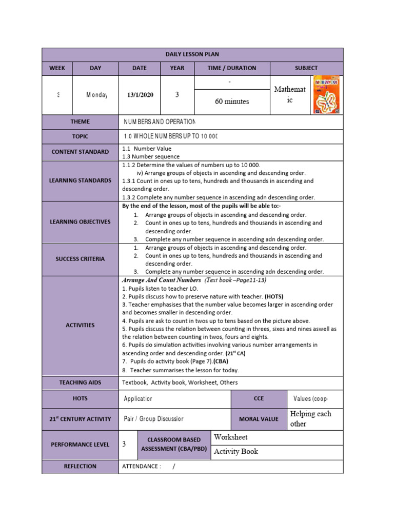 Daily Math Lesson Plan: Number Value & Estimation | PDF | Lesson Plan ...