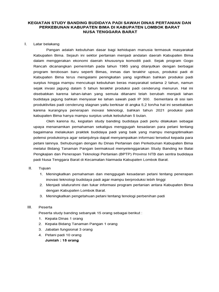 Study Banding Budidaya Padi Bima | PDF