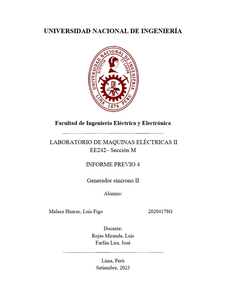 IP4-Laboratorio de Maquinas 2 | PDF | Ingenieria Eléctrica | Generador eléctrico