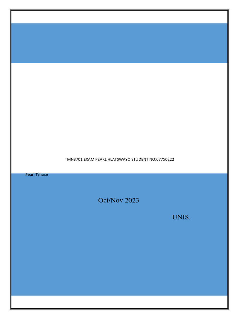 Tmn3701 Exam 67750222 Pearl Hlatswayo | PDF | Learning | Cognition
