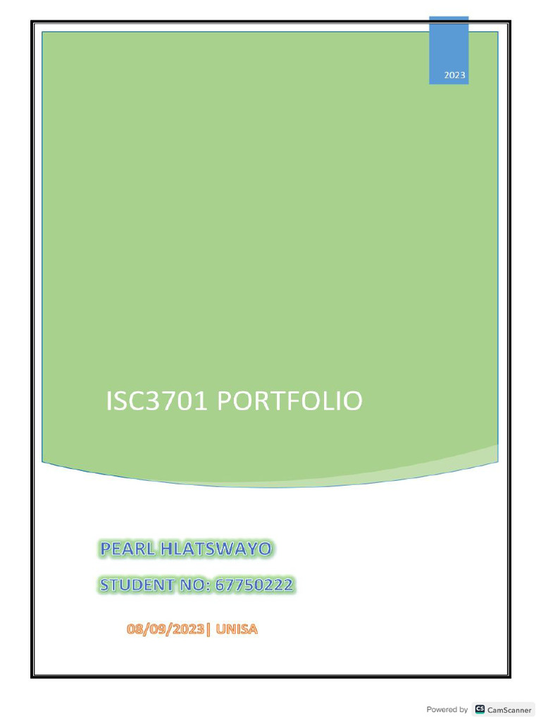 Isc3701 Portfolio 2023 - 100720 | PDF