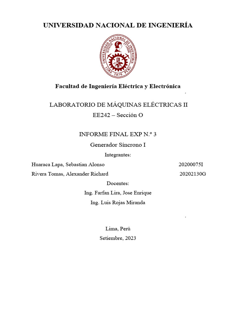 Maquinas 2 Final Exp 3 | PDF | Generador eléctrico | voltaje