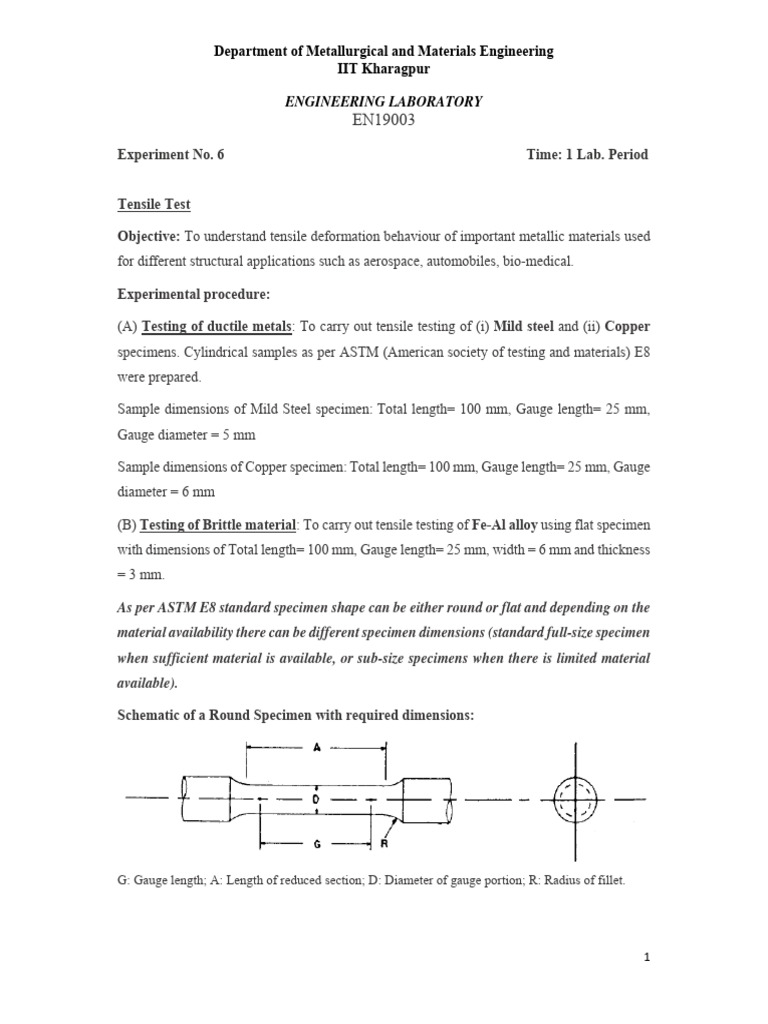 Eng_Lab_MME_Tensile_Test_Lab_sheet | PDF | Deformation (Engineering ...