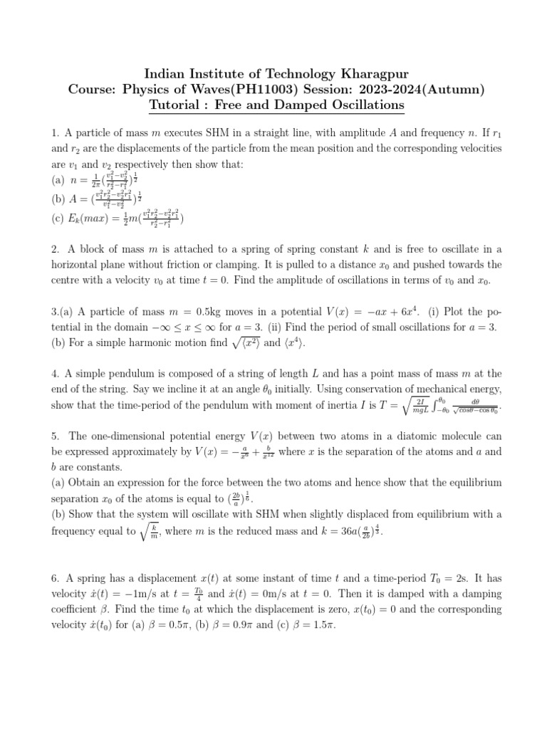 PoW Tutorial 1 | PDF | Oscillation | Classical Mechanics