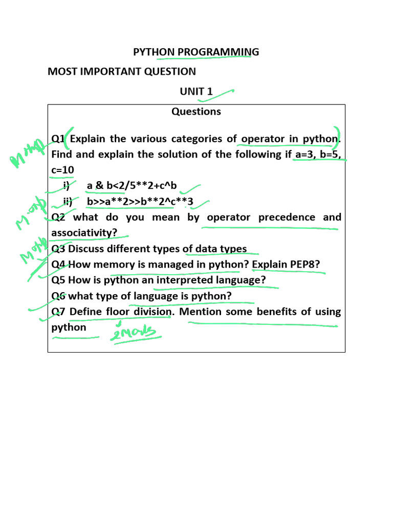 Python Important Questions - 3f1e08ce A800 47e4 9a8c 7beb5a3c49d6 | PDF ... Python Important Questions - 3f1e08ce A800 47e4 9a8c 7beb5a3c49d6 | PDF ...