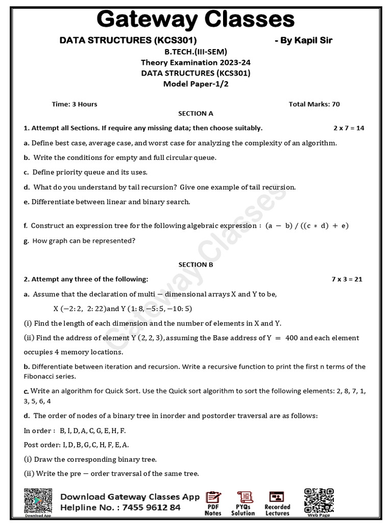 DATA STRUCTURE MODEL PAPERS(TWO)_7ad2bec1-a9eb-4eec-bd3b-a04ab2dd8ba8 | PDF | Computer ...
