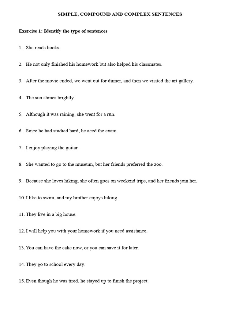 Simple, Compound and Complex Sentences | PDF