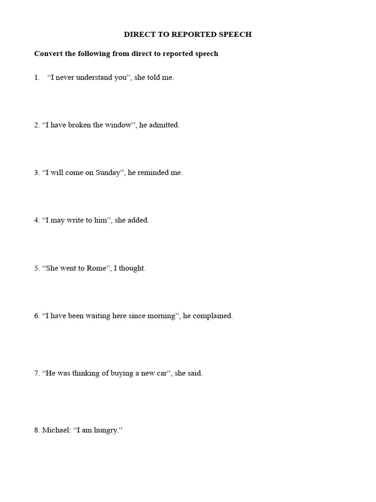 Direct to Reported Speech Conversion | PDF