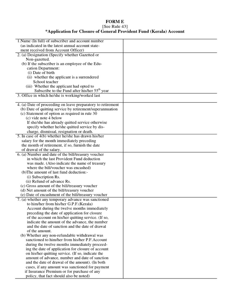 Application For Closure of P.F | PDF | Subscription Business Model