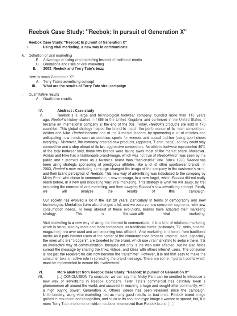 Reebok Case Study | PDF | Brand | Advertising