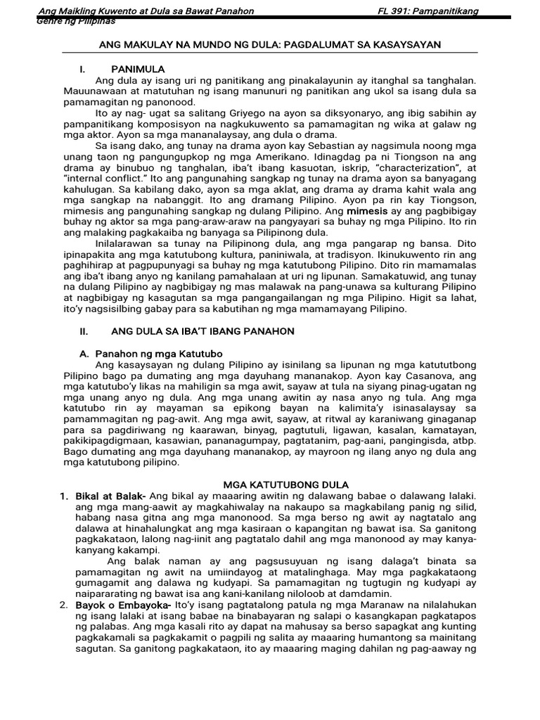 Ang Makulay Na Mundo NG Dula | PDF
