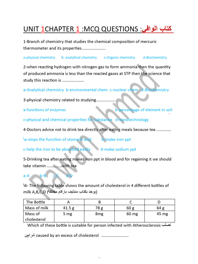 UNIT 1CHAPTER 1 Questions | PDF | Chemistry | Science
