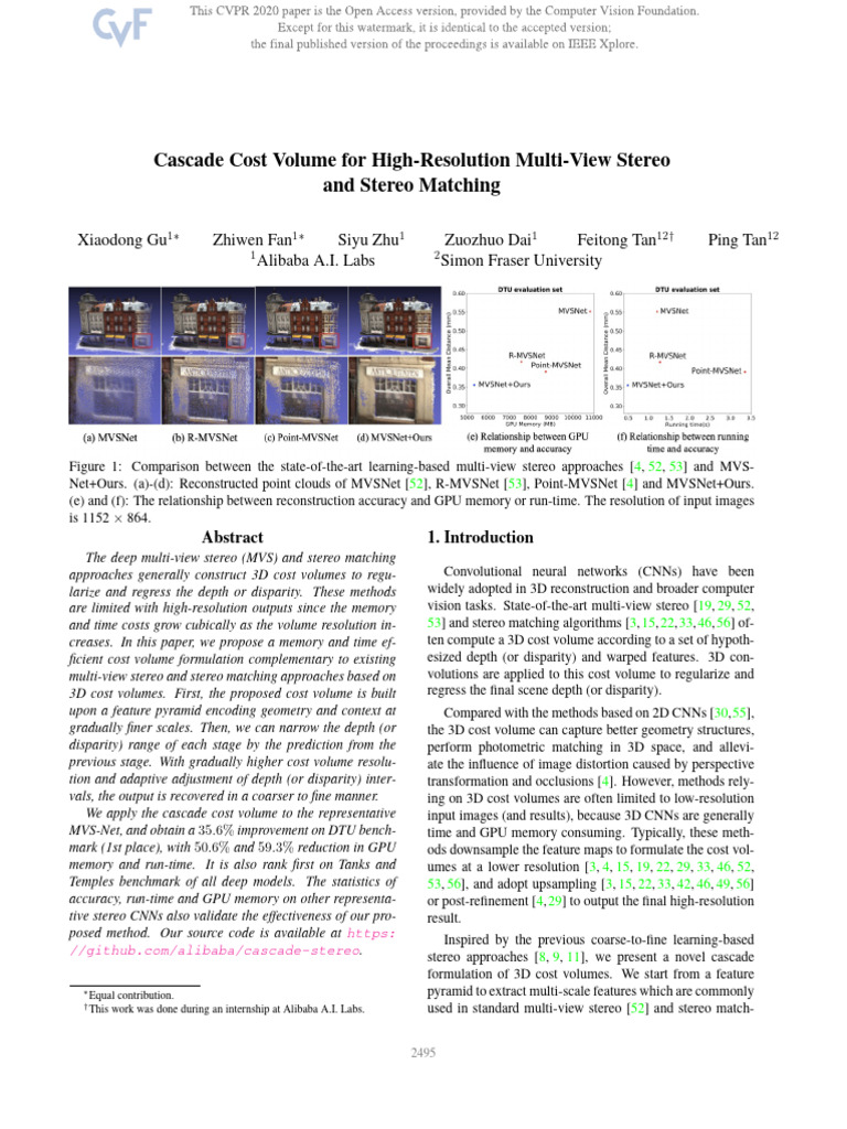 Gu Cascade Cost Volume For High-Resolution Multi-View Stereo and Stereo ... Gu Cascade Cost Volume For High-Resolution Multi-View Stereo and Stereo ...