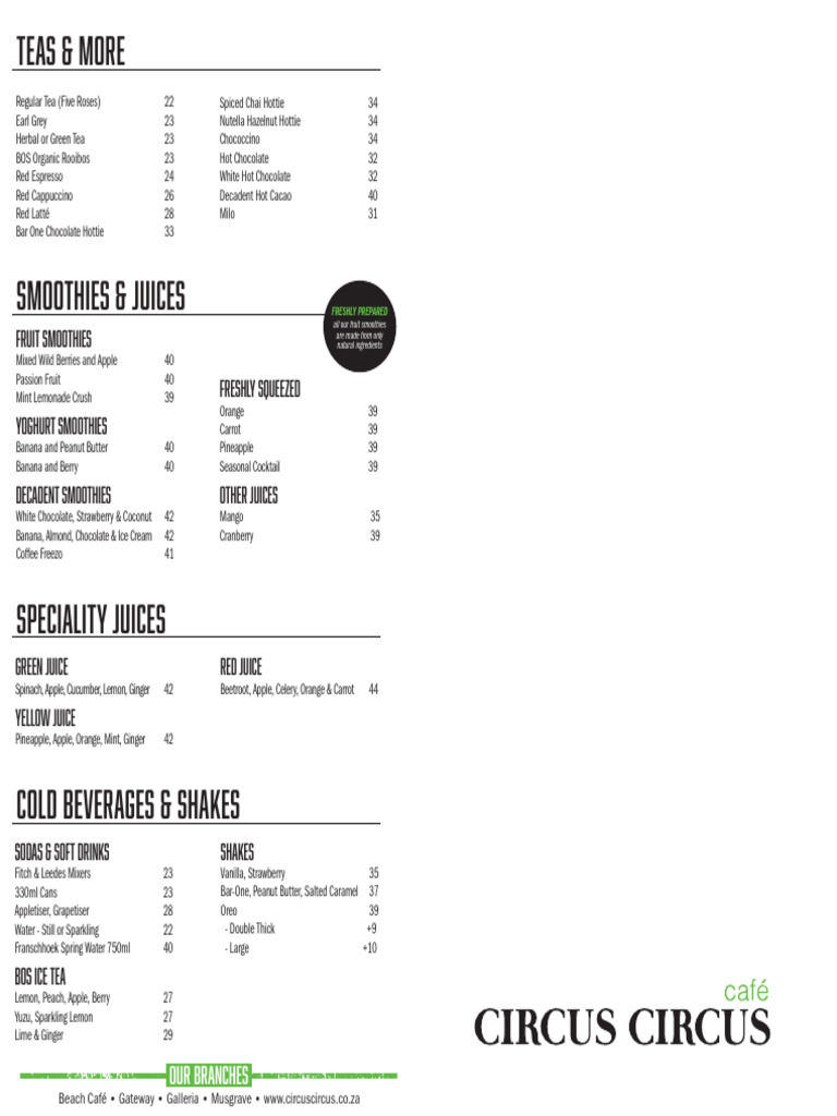 Circus Circus Breakfast Menu | Download Free PDF | Drink | Bacon