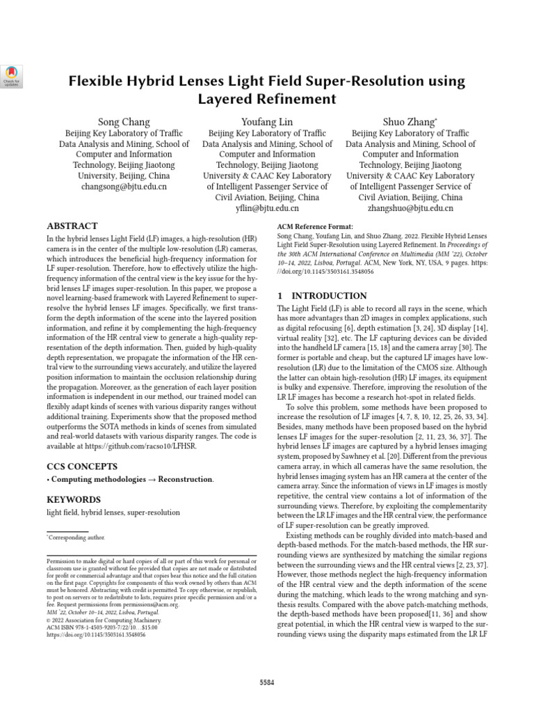 Chang 等 - 2022 - Flexible Hybrid Lenses Light Field Super-Resolutio | PDF | Camera | Image ...