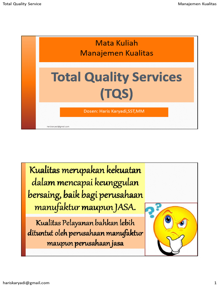 Integrasi Kerangka Kerja Total Quality Service | PDF