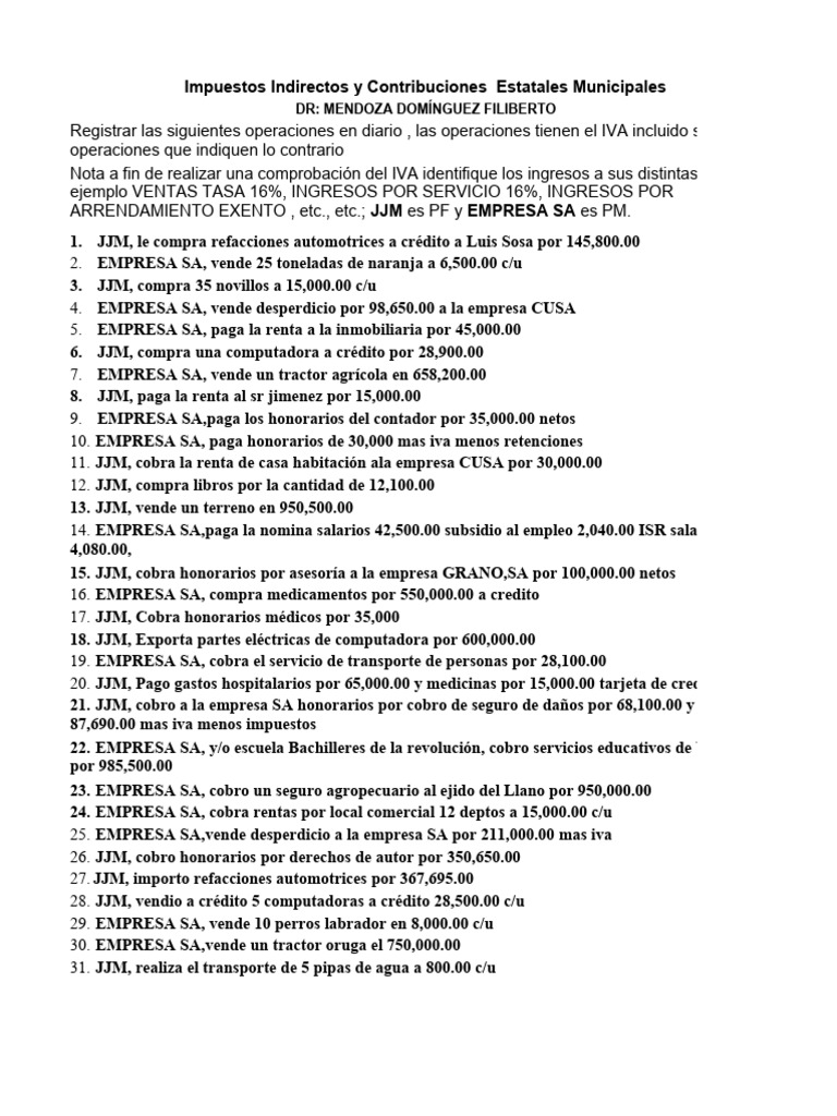 Ejercicios Iva 1 | PDF | Impuesto al valor agregado | Impuesto sobre la renta