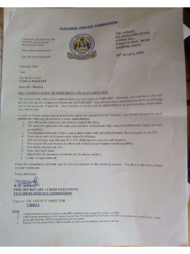 Pension Claim letter | PDF