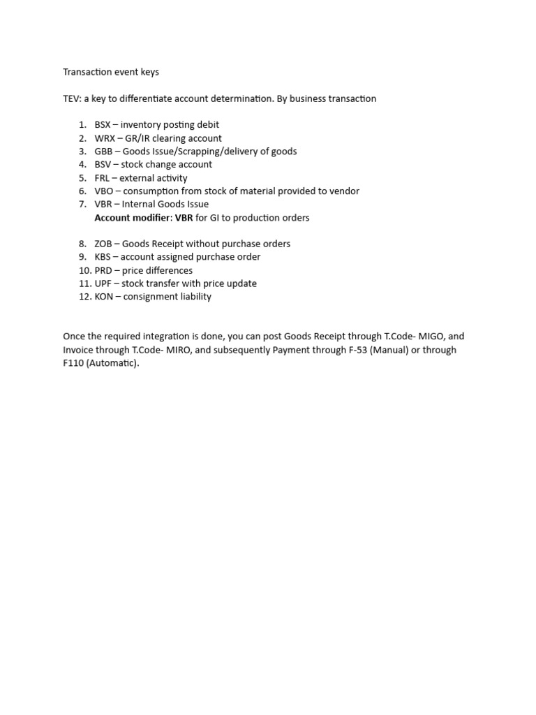 Transaction Event Keys | PDF