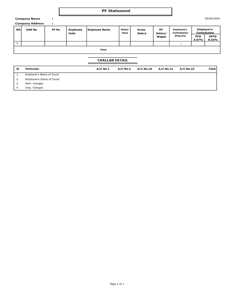 RPT Statutory PF Statement | PDF