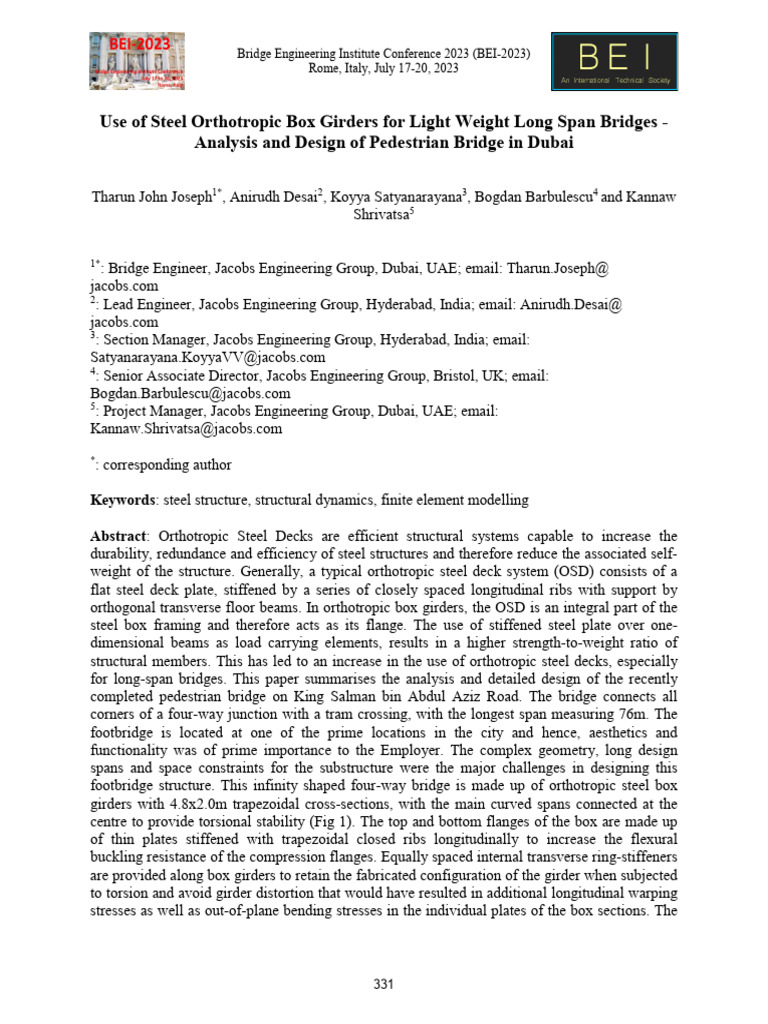 BEI 2023 Paper On Steel Ortho Box | Download Free PDF | Bending | Bridge