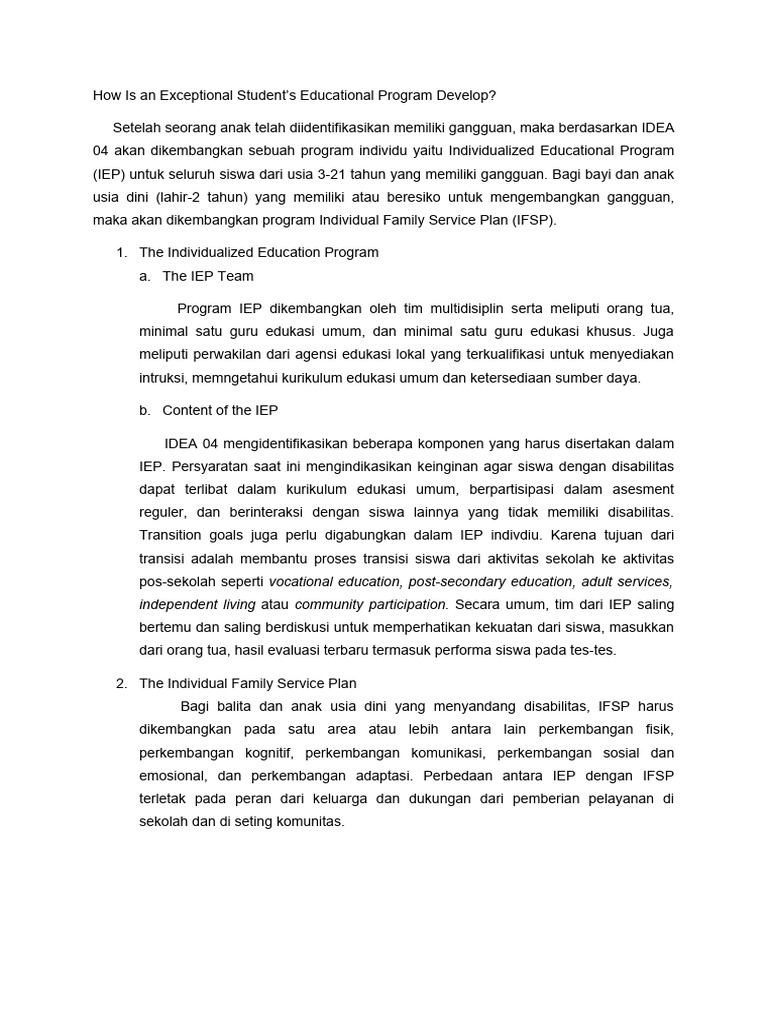 Pengembangan Program Pendidikan Khusus | PDF