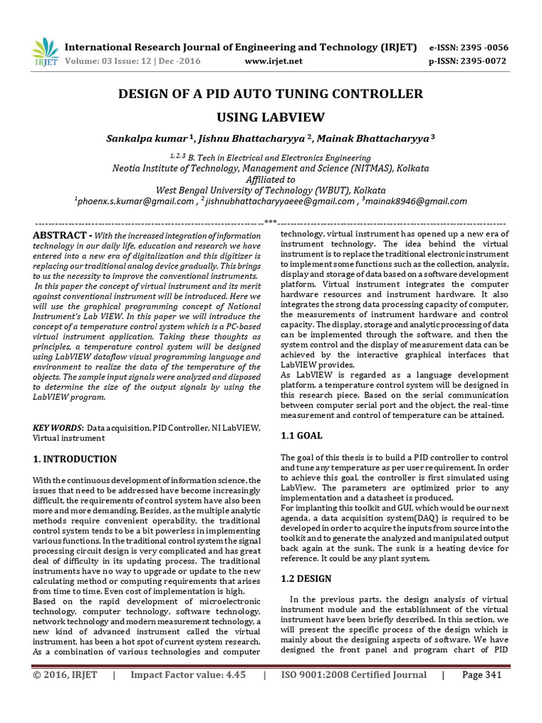 Design of A Pid Auto Tuning Controller U | PDF | Control Theory ...