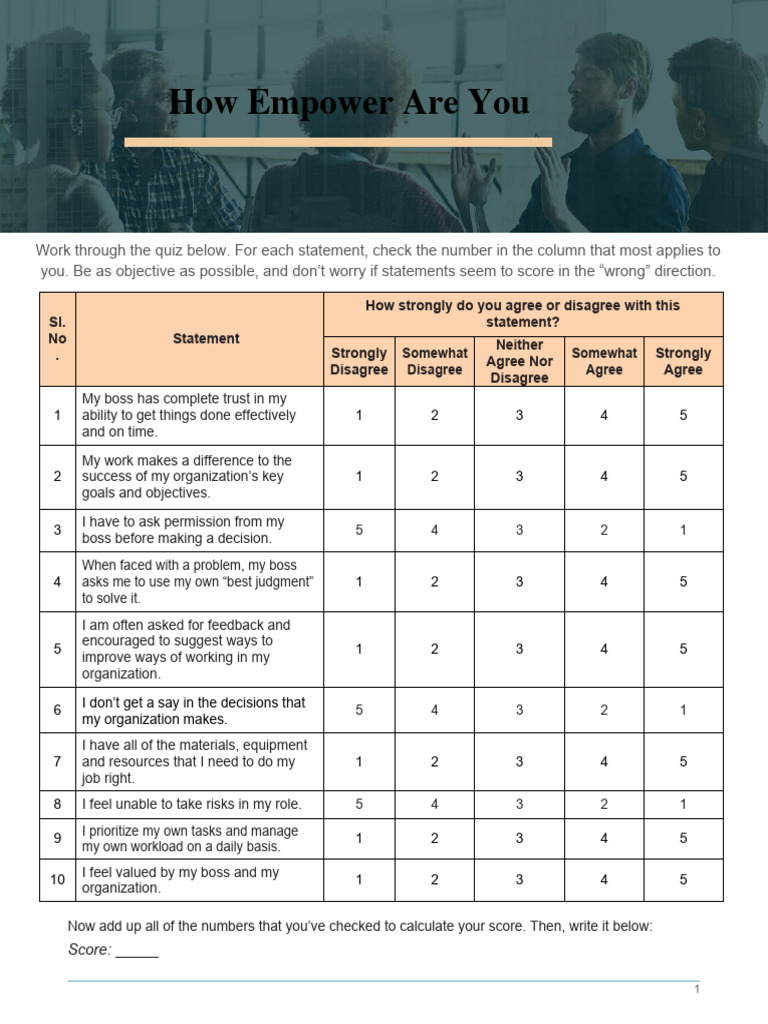 Employee Empowerment Assessment Quiz | PDF