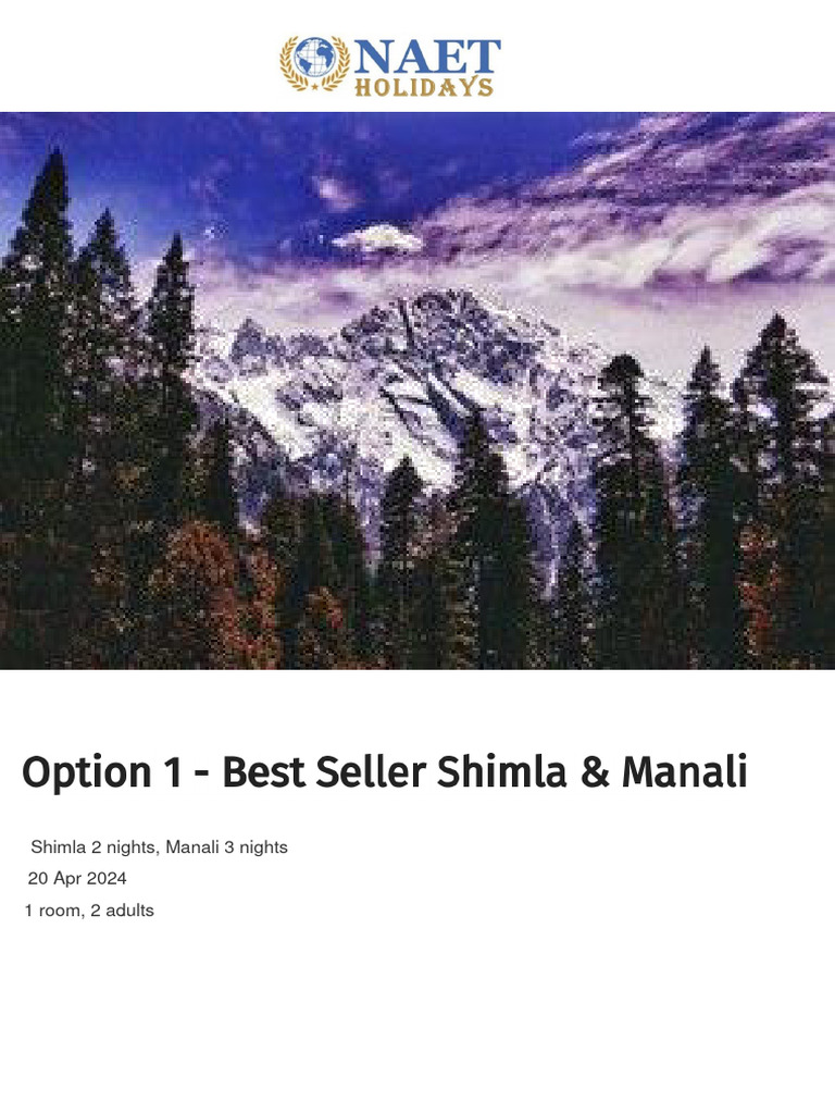 Option 1 - Best Seller Shimla & Manali | PDF