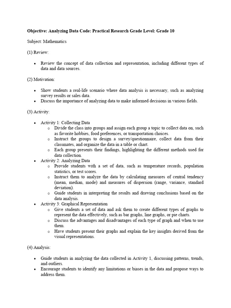 Objective & Activities in Analyzing Data | PDF | Data | Data Analysis