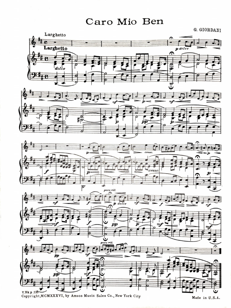 Caro Mio Ben (G. Giordani) | PDF