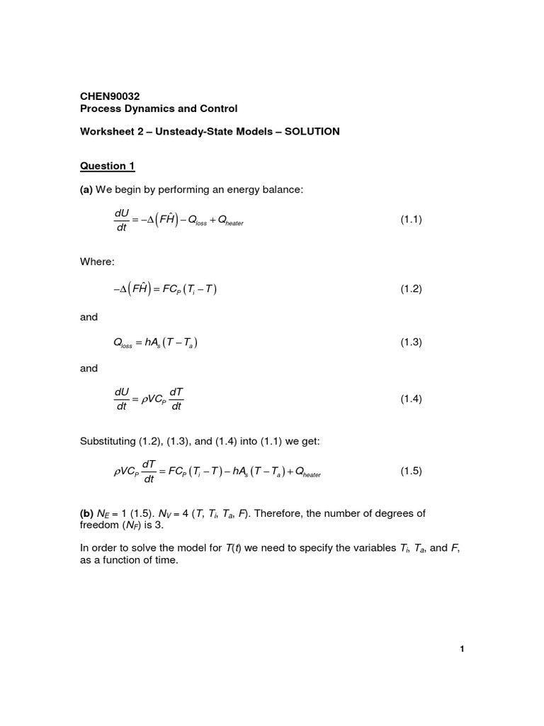 Worksheet 2 - Solution | PDF | Chemical Engineering | Physics