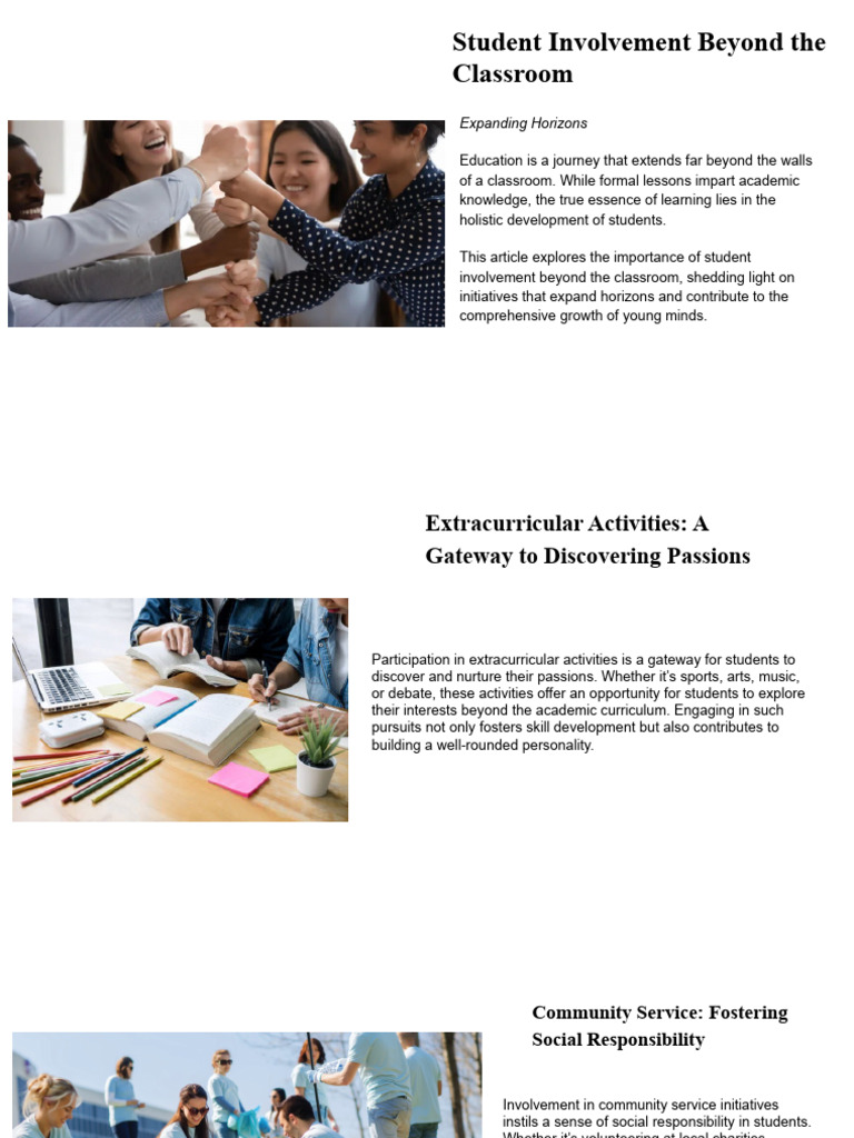 Student Involvement Beyond The Classroom | PDF | Mentorship | Science