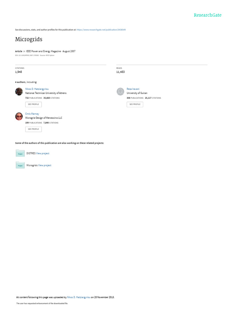 Hatziargyriou 等 - 2007 - Microgrids | PDF | Distributed Generation | Electrical Grid