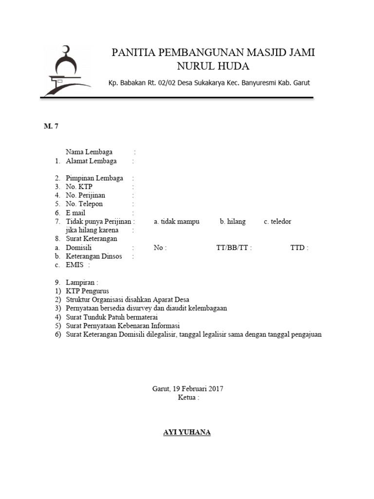 Form M7 Untuk Lembaga Non Formal | PDF