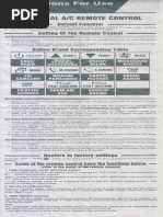 Chunghop K-1028e Universal Remote Setup Instruction With Code Table ...