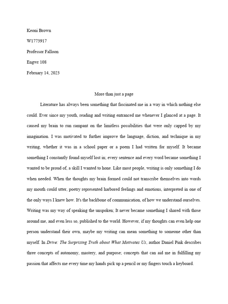 Personal Motivation Essay | PDF | Motivation | Motivational