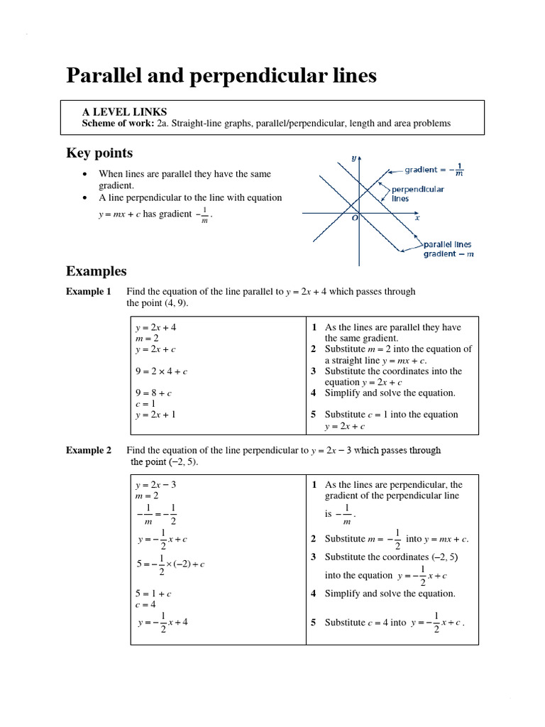 Equations Of Line Parallel And Perpendicular Lines Pdf
