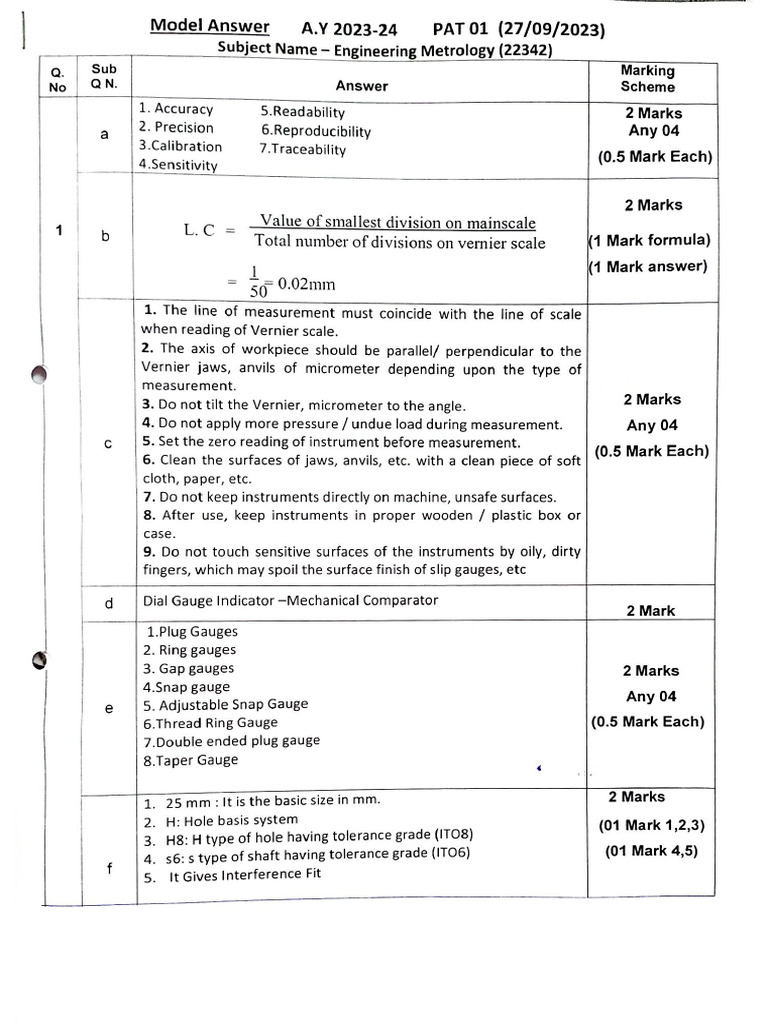 EME PAT 01 Model Answer | PDF