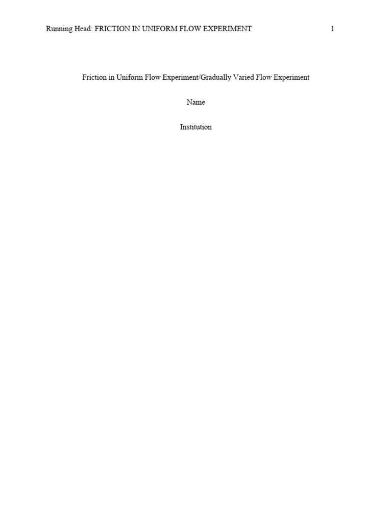 Friction in Uniform Flow Experimentn and Gradually Varied Flow Experiment | Download Free PDF ...
