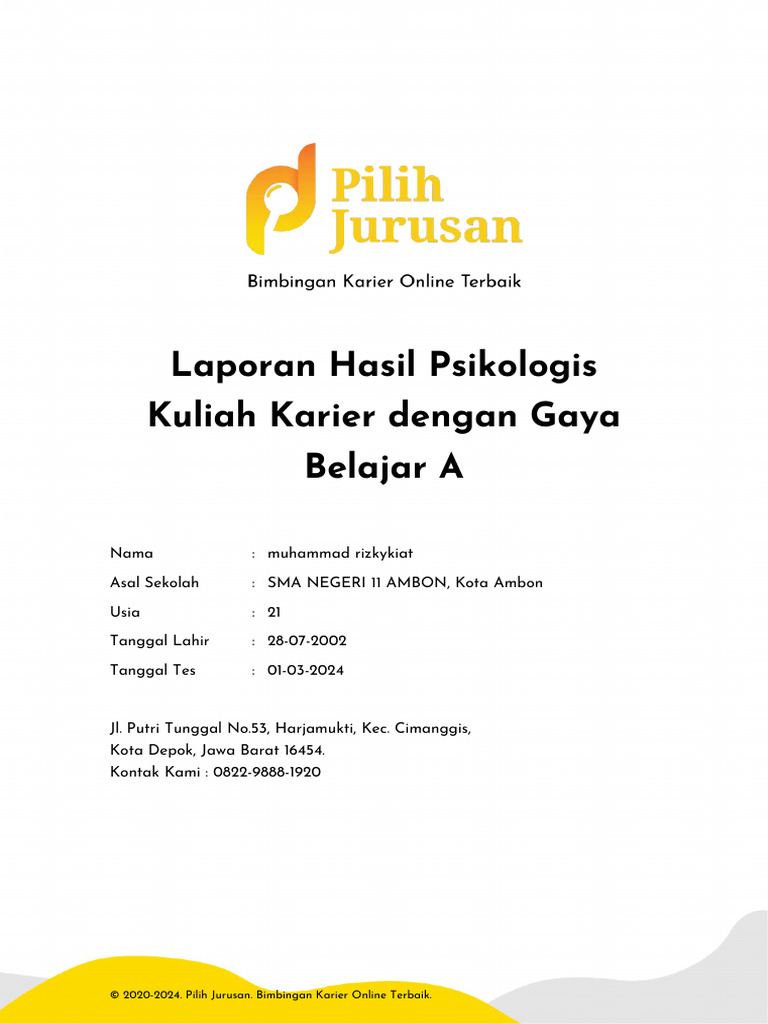Psikogram Kuliah Karier Dengan Gaya Belajar A Muhammad Rizkykiat | PDF
