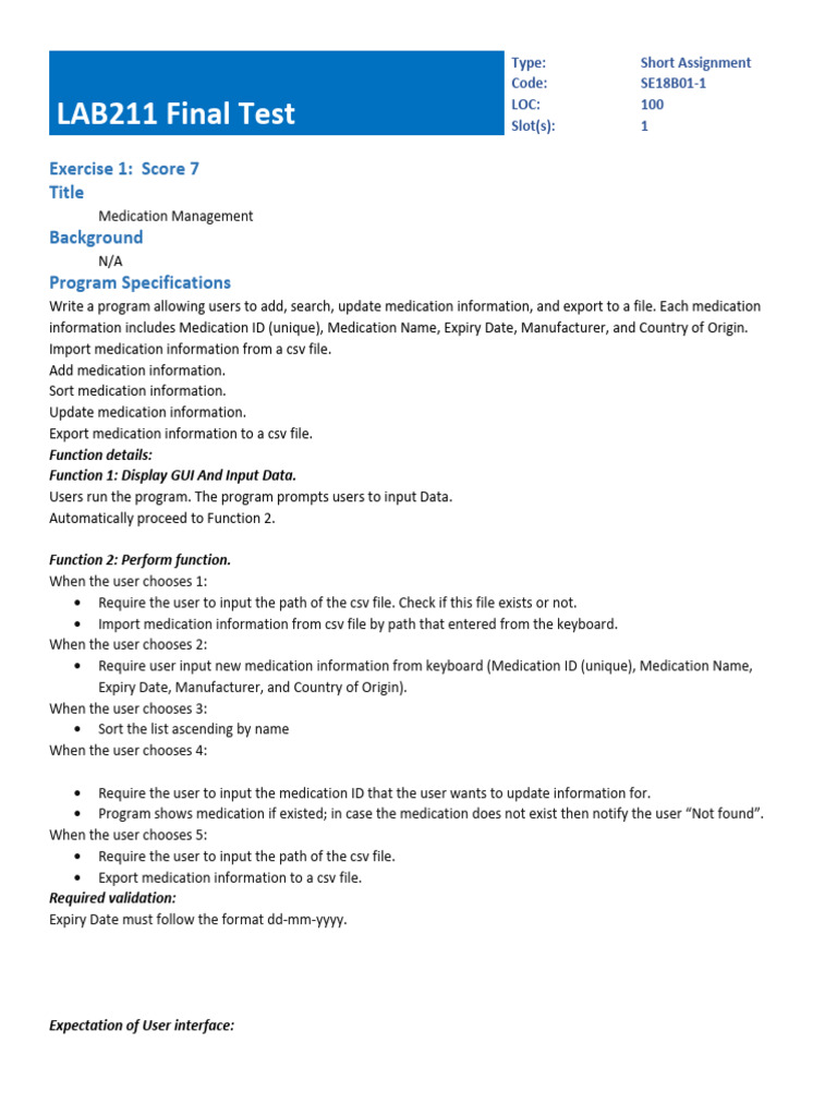 Final Test Lab211 SE18B01 De5 | PDF | Graphical User Interfaces | Comma ...