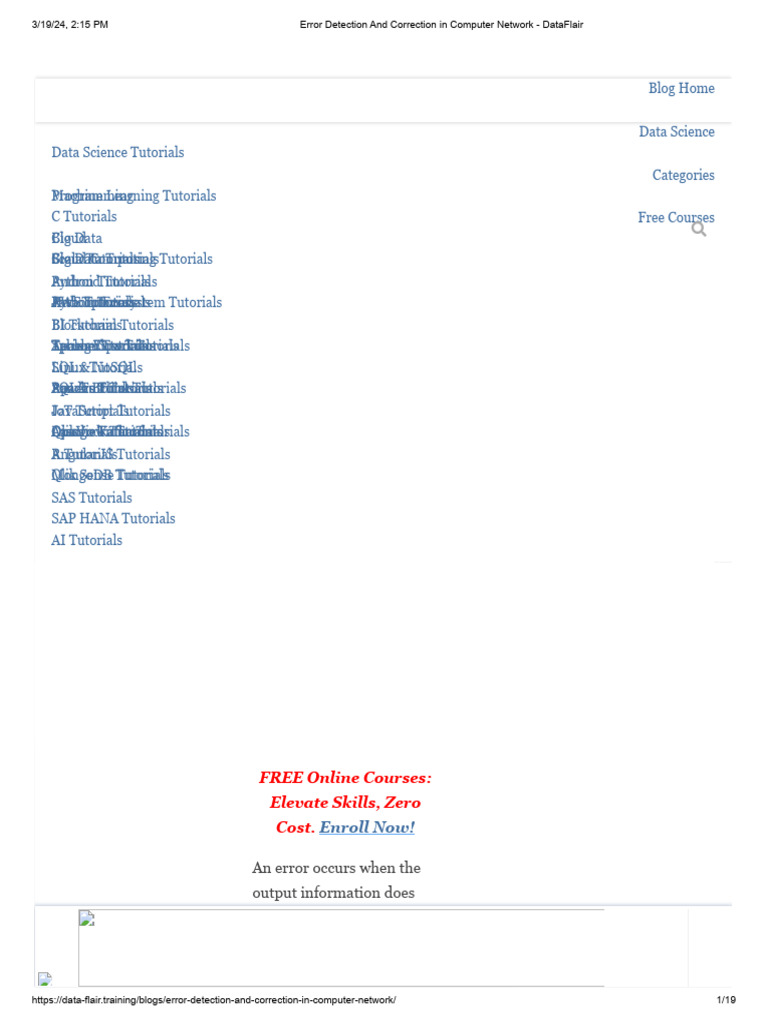 Error Detection and Correction in Computer Network - DataFlair | PDF | Error Detection And ...