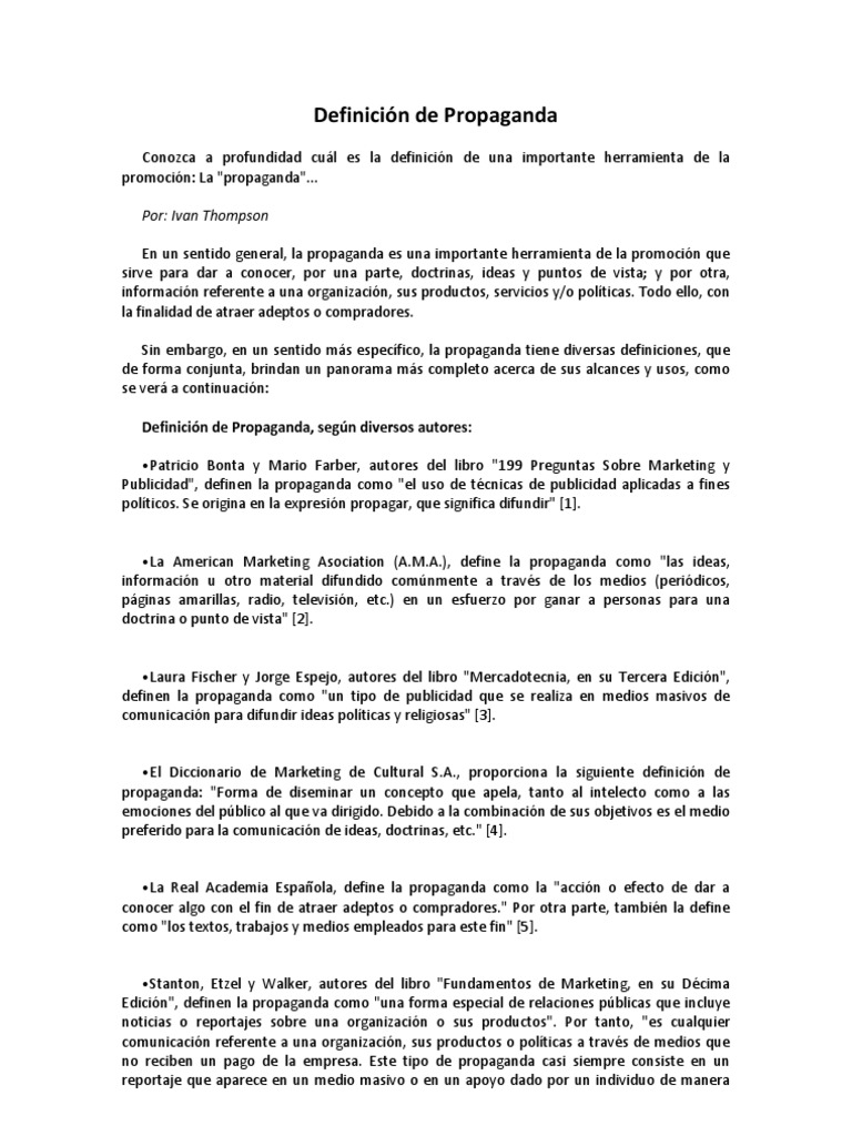 Definición de Propaganda | PDF | Propaganda | Relaciones públicas