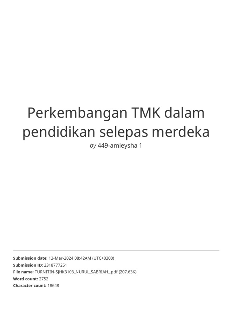 Perkembangan TMK Dalam Pendidikan Selepas Merdeka | PDF | Malaysia