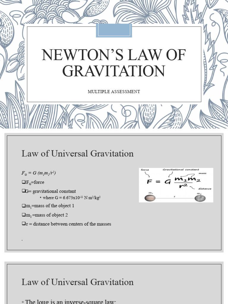 Newton's Law of Gravitation | PDF | Gravity | Mass