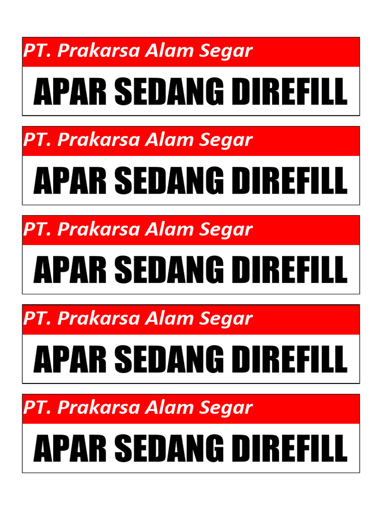 Label Apar Sedang Di ReFill | PDF