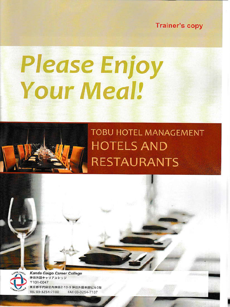 Tobu Hotels Please Enjoy Your Meal | PDF