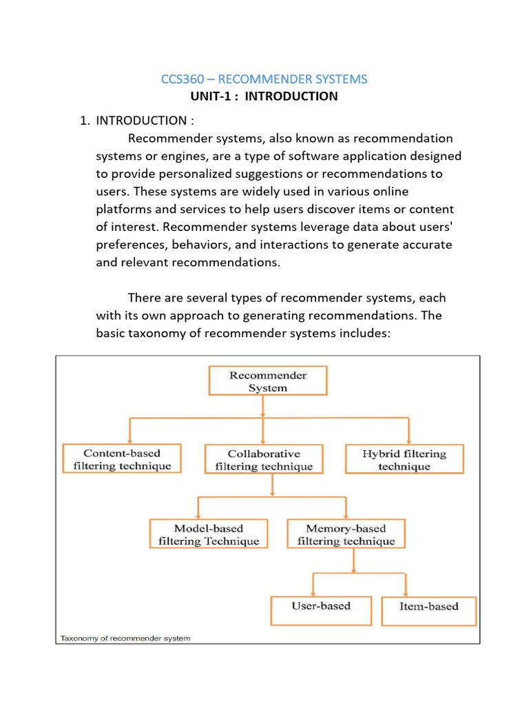 Recommender Systems-Unit I | PDF | Principal Component Analysis ...