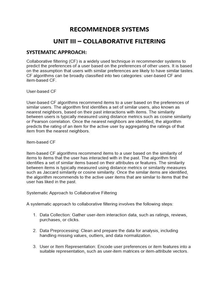 Recommender Systems-Unit Iii | PDF | Applied Mathematics